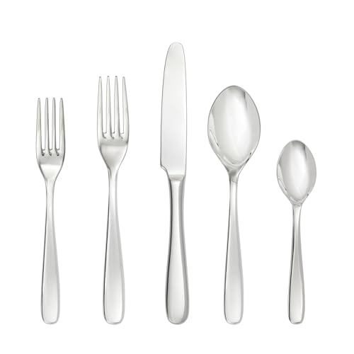 Fortessa Grand City Flatware 20 Piece Set, 10", Silver,