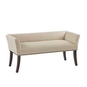 madison park welburn bedroom solid wood polyester fabric seating modern style, 49.5"w x 19.25"d x 23"h, cream