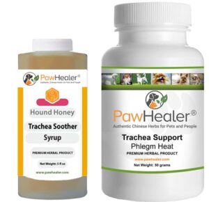 trachea soother syrup bundle with trachea support: phlegm heat - natural herbal remedy for symptoms of collapsed trachea for dogs - combo of (1 bottle) 5 fl oz syrup & (1 bottle) 50 grams powder …