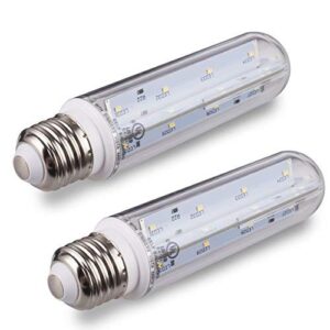 tento lighting t10 led tube light, tubular light bulb, e26 medium base, sub zero fridge and freezer light bulb replacement, aquarium light bulb, type t bulb, 60w - 70w, 5000k, cool white (2 pack)