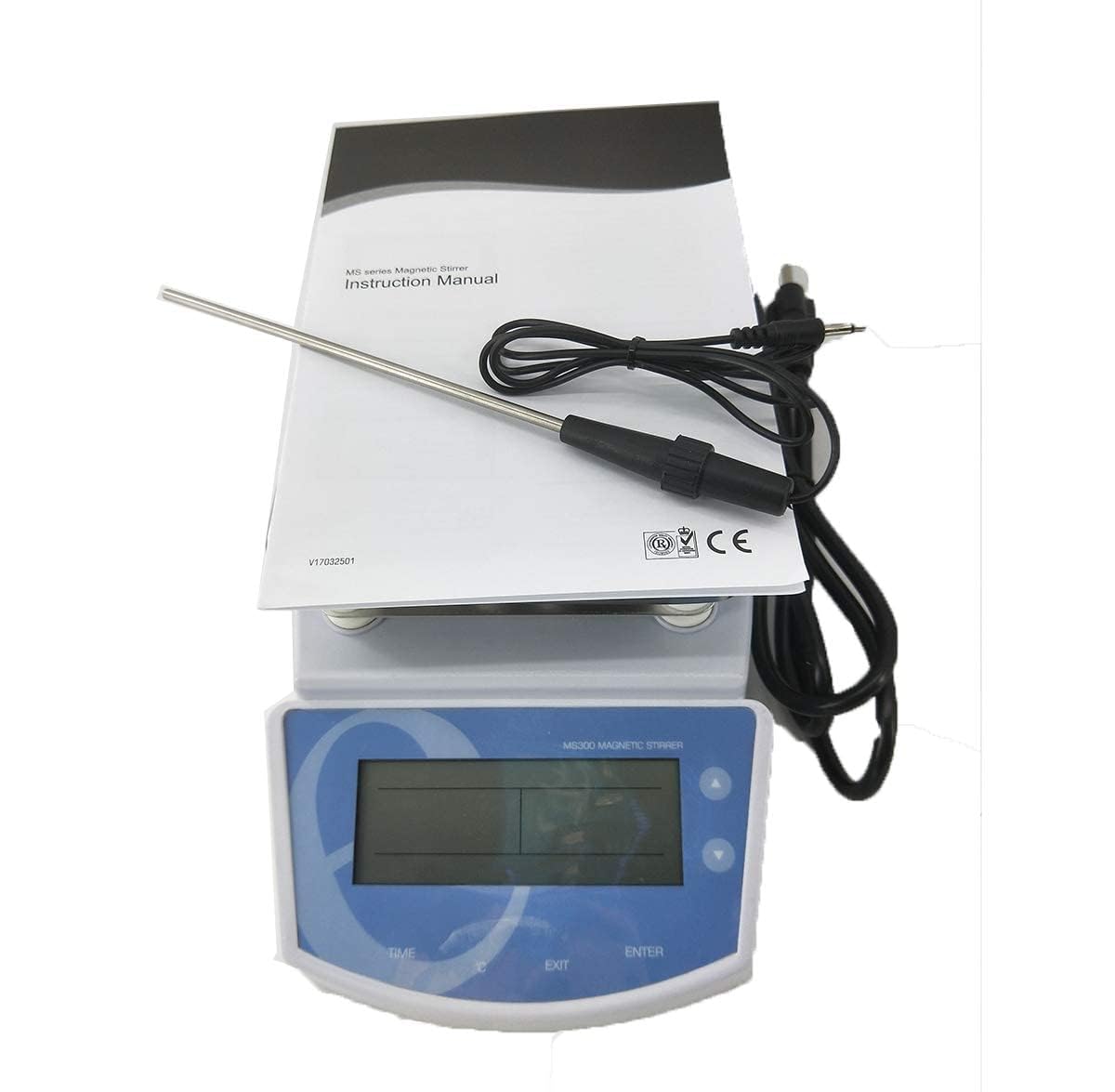 MS300 Hot Plate Magnetic Stirrer Digital Thermostatic Magnetic Stirrer with Maximum Stirring Capacity 2 Liters LCD Display Max Temperature 300 Degree Celsius