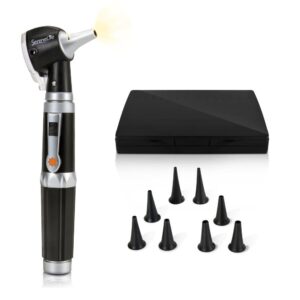 serenelife 2-in-1 fiber optic otoscope kit-home internal ear inspection instrument w/led digital light,3x magnification w/storage,washable ear tips for children,adults or pets-serenelife