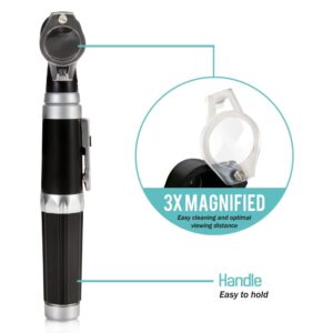 SereneLife 2-in-1 Fiber Optic Otoscope Kit-Home Internal Ear Inspection Instrument w/LED Digital Light,3X Magnification w/Storage,Washable Ear Tips for Children,Adults or Pets-SereneLife