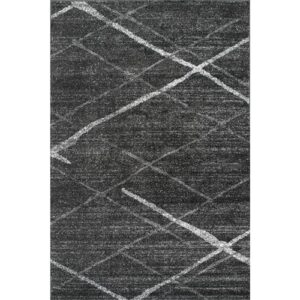 nuLOOM 2x3 Thigpen Contemporary Area Rug, Charcoal, Abstract Lines, Non-Slip Backing, Stain Resistant, For Bedroom, Dining Room, Living Room, Hallway, Office, Kitchen, Entryway