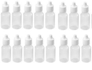 24 pcs empty plastic squeezable refillable portable eye liquid dropping dropper bottle with plug container vial for essential oil (5ml)