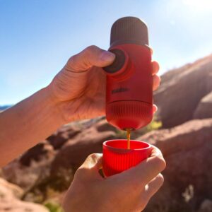 WACACO Nanopresso Portable Espresso Maker, Upgrade Version of Minipresso, 18 Bar Pressure, Mini Travel Coffee Machine, Manually Operated, Perfect for Camping and Hiking, Red