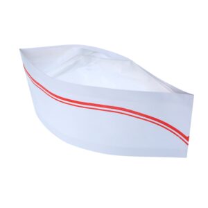 BBTO 10 Pieces Soda Jerk Paper Hats Food Server Cap Retro Chef Caps with Red Strips for Theme Restaurant Party (Red Strips)