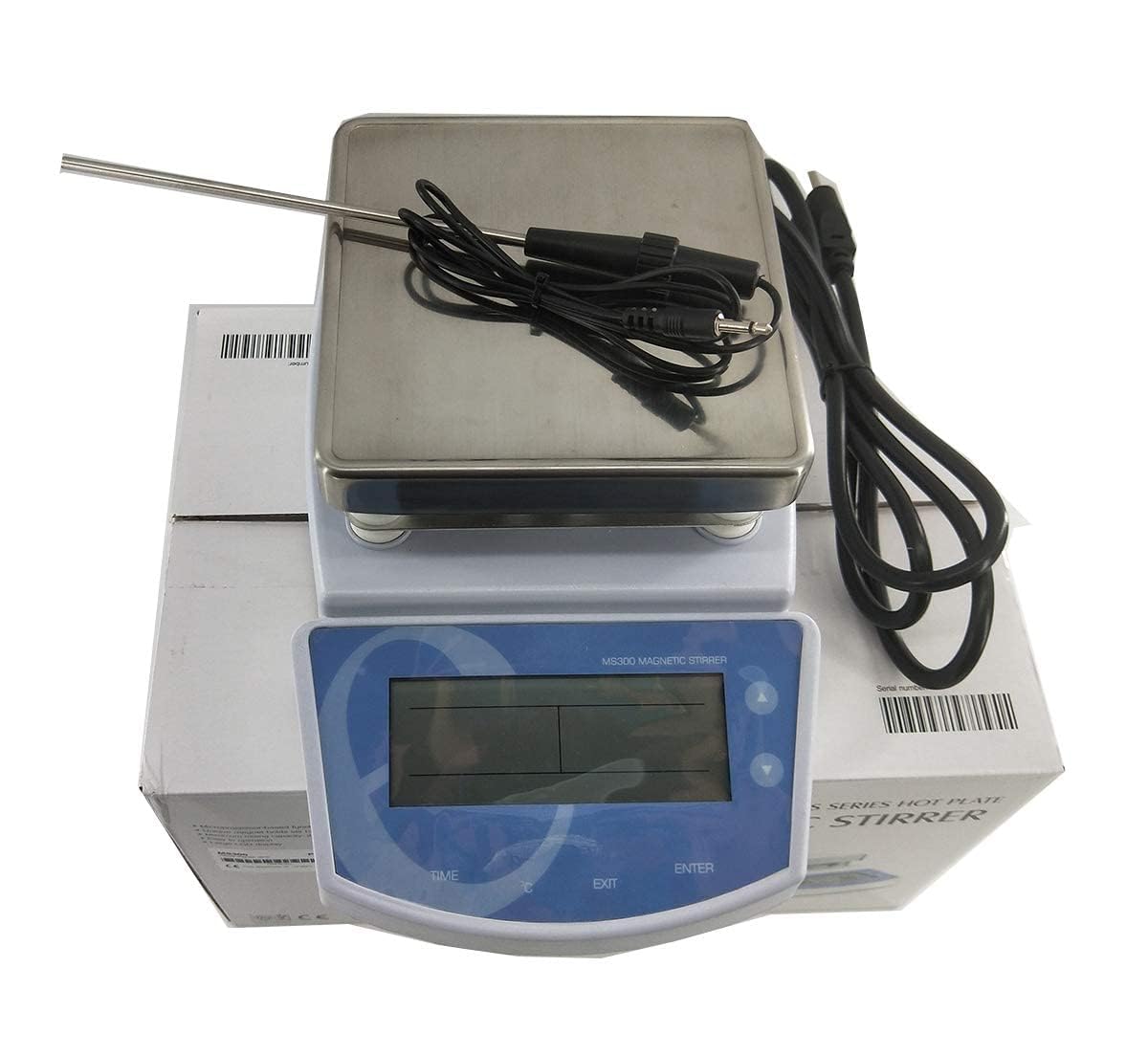 MS300 Hot Plate Magnetic Stirrer Digital Thermostatic Magnetic Stirrer with Maximum Stirring Capacity 2 Liters LCD Display Max Temperature 300 Degree Celsius