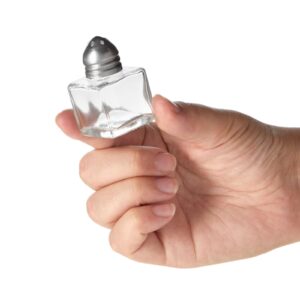 Set of 24 Mini Salt and Pepper Shakers (Glass and Stainless Steel, 0.5 oz)