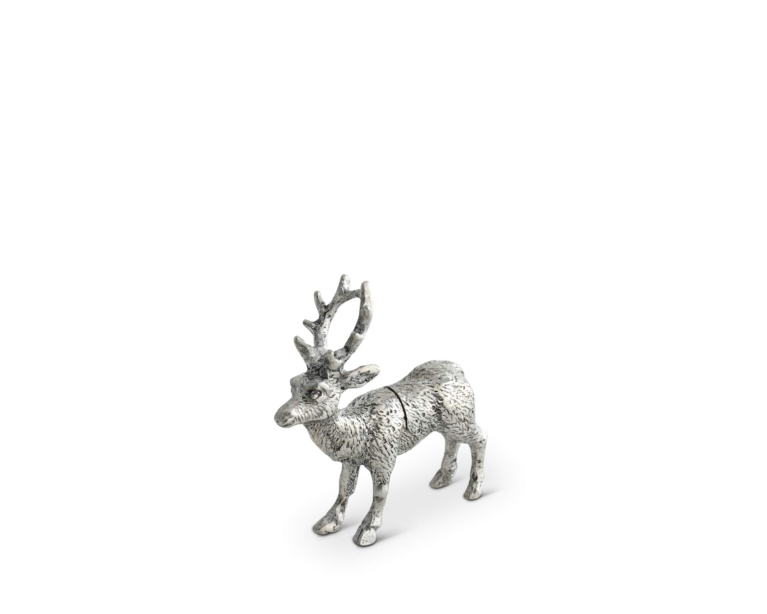 Vagabond House Pewter Metal Deer Place Card Holder/Cheese Markers Artisan Designer Handcrafted for Cabin Lodge Mountain Decor 1.5 inch Tall