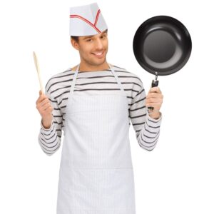 BBTO 10 Pieces Soda Jerk Paper Hats Food Server Cap Retro Chef Caps with Red Strips for Theme Restaurant Party (Red Strips)