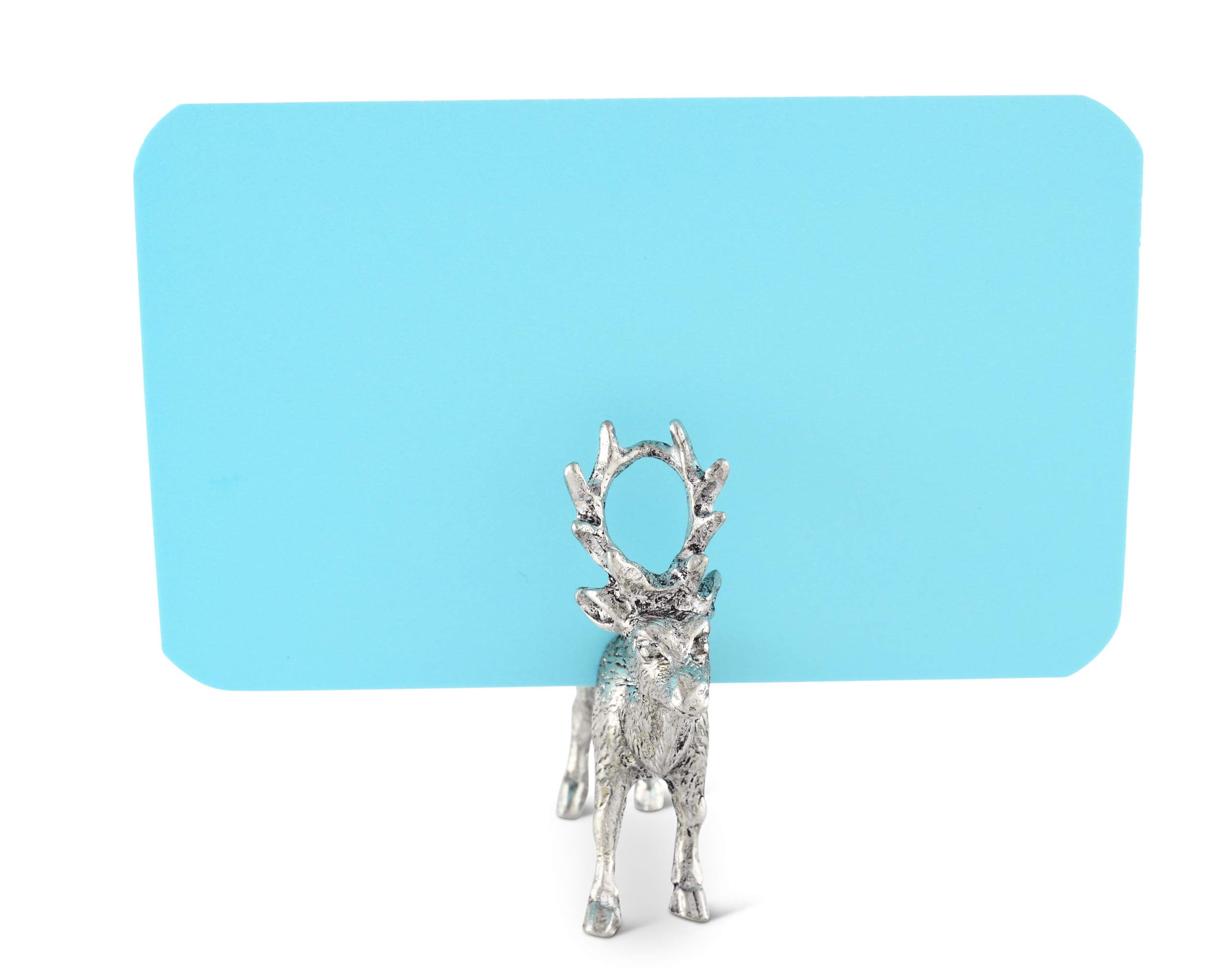 Vagabond House Pewter Metal Deer Place Card Holder/Cheese Markers Artisan Designer Handcrafted for Cabin Lodge Mountain Decor 1.5 inch Tall