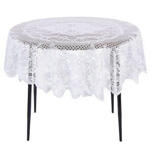 juvale 59 inch round white lace tablecloth, elegant table cover for wedding reception and vintage-style decor