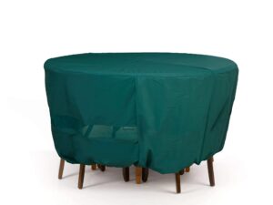 covermates oval bistro table/chair set cover - light weight material, weather resistant, elastic hem, patio table covers, 58w x 36d x 30h, green