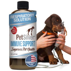 petsilver immune support - patented chelated silver solution - promotes respiratory health in cats & dogs - allergies, sinus & cough treatment - all-natural nebulizer solution - easy to use 16 fl oz