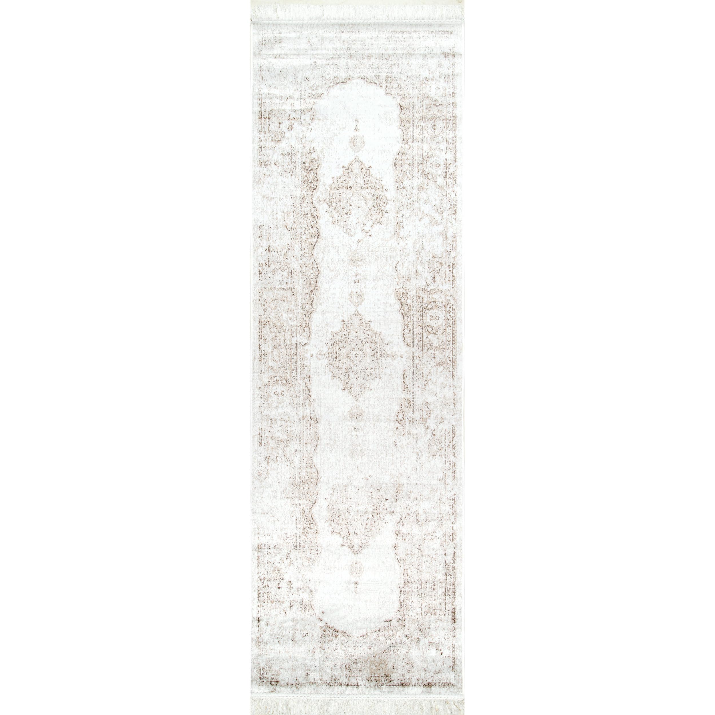 nuLOOM Cantrell Medallion 2x8 Runner Rug for Living Room Bedroom Dining Room Entryway Hallway Kitchen, Ivory/Beige