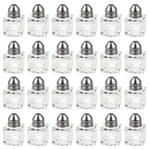 set of 24 mini salt and pepper shakers (glass and stainless steel, 0.5 oz)