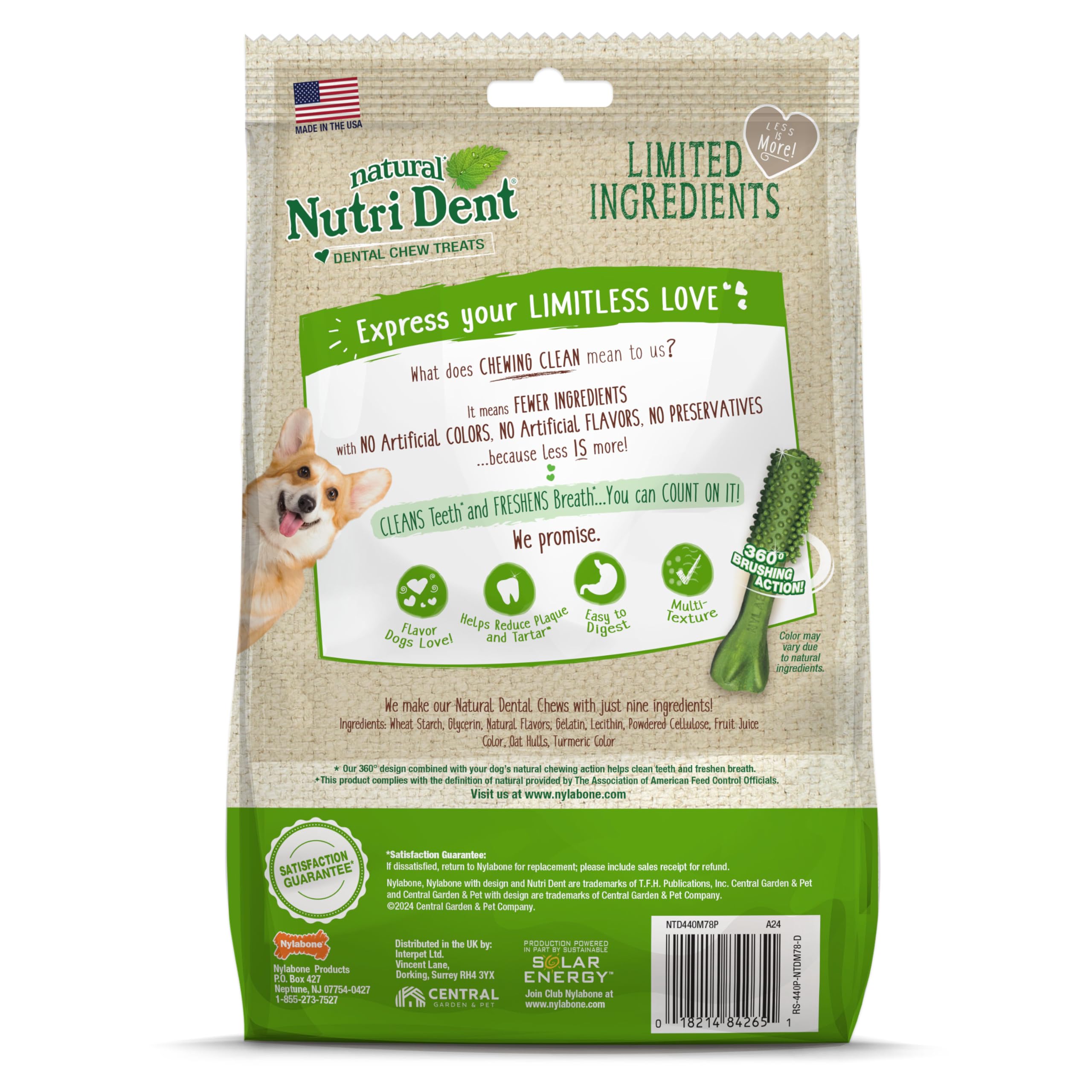 Nylabone Nutri Dent Dog Dental Treats - Natural Dog Teeth Cleaning & Breath Freshener - Dental Treats for Dogs - Fresh Breath Flavor, Mini (78 Count)