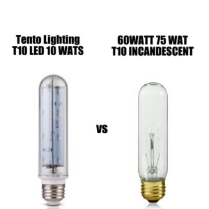 Tento Lighting T10 LED Tube Light, Tubular Light Bulb, E26 Medium Base, Sub Zero Fridge and Freezer Light Bulb Replacement, Aquarium Light Bulb, Type T Bulb, 60w - 70w, 5000k, Cool White (2 Pack)