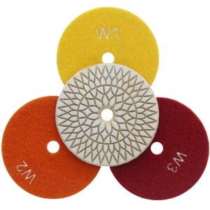 easy light 4 inch 3-step flexible wet diamond polishing pads for granite marble 3 pcs set