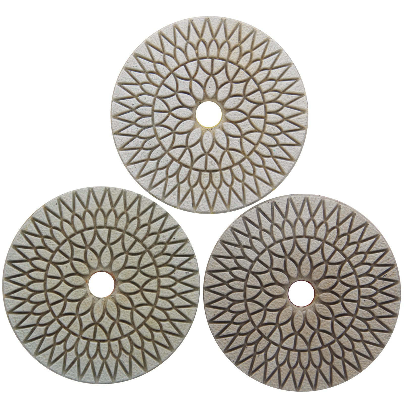 Easy Light 4 Inch 3-Step Flexible Wet Diamond Polishing Pads for Granite Marble 3 Pcs Set