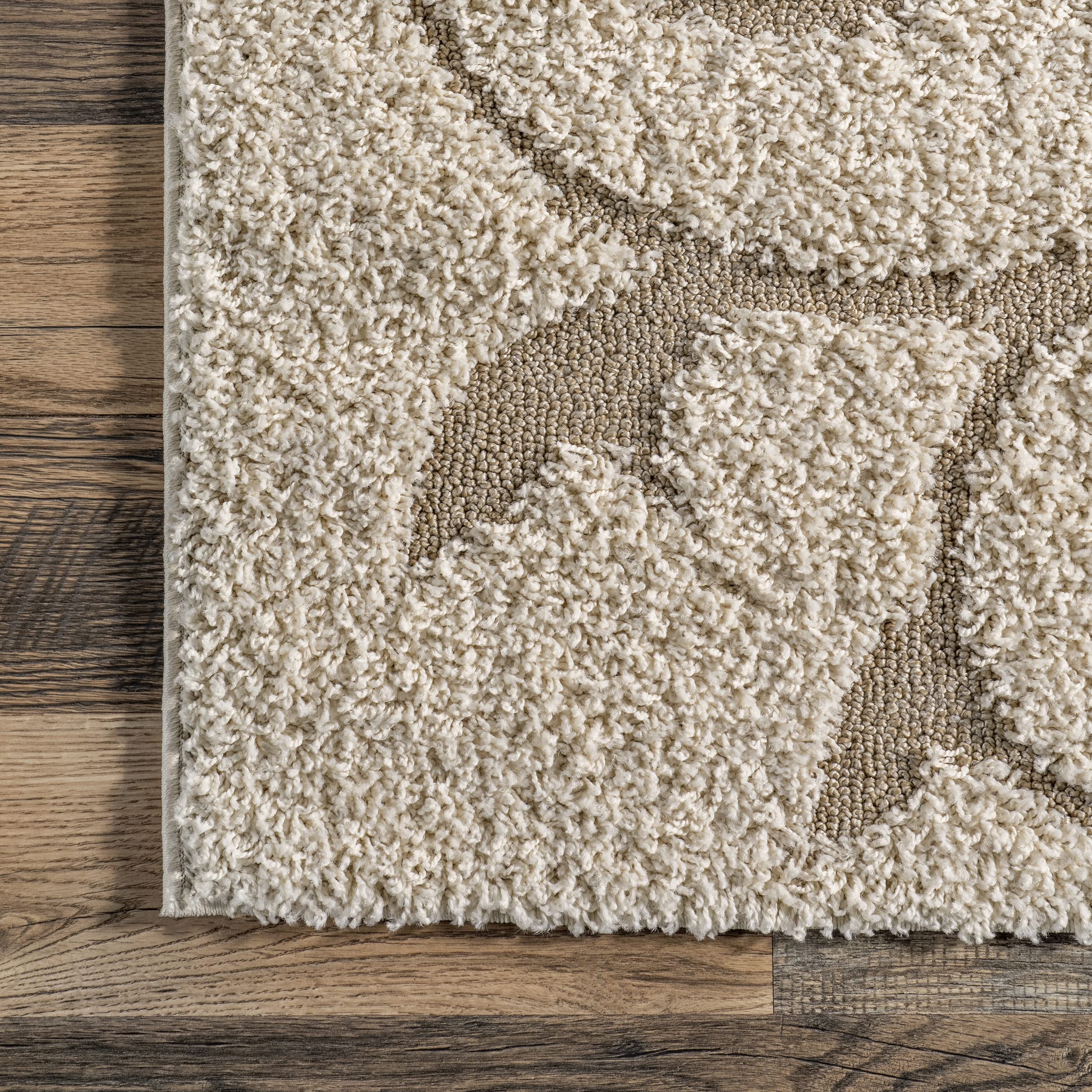 nuLOOM Maisha Contemporary Shag Runner Rug, 2' 8" x 8', Cream