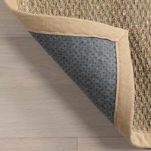 nuLOOM 3x5 Elijah Seagrass Area Rug, Beige, Solid Farmhouse Style, Cotton Bordered, Basketweave, Natural Fiber, For Bedroom, Dining Room, Living Room, Hallway, Office, Kitchen, Entryway