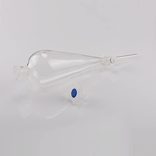 stonylab Borosilicate Glass 500 ml Heavy Wall Conical Separatory Funnel with 24/29 Joints and PTFE Stopcock, 500 ml