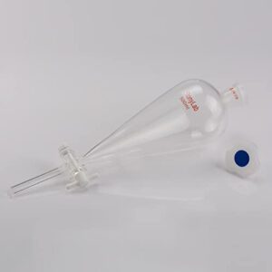 stonylab Borosilicate Glass 500 ml Heavy Wall Conical Separatory Funnel with 24/29 Joints and PTFE Stopcock, 500 ml