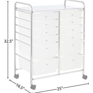 Whitmor Chrome and Plastic 12-Drawer Storage Cart