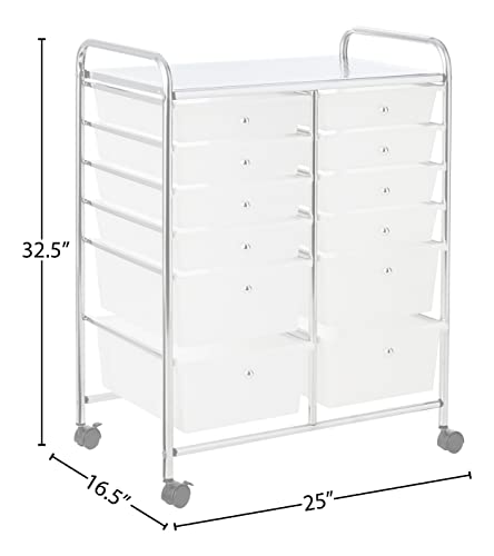 Whitmor Chrome and Plastic 12-Drawer Storage Cart