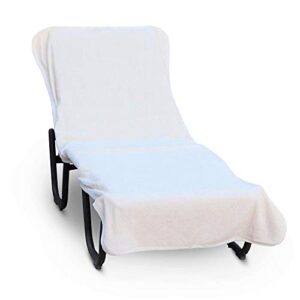 Luxury Hotel Spa Pool Fitted, Solid Terry Cloth Chase Lounge Cover 100% Ring-Spun Turkish Cotton, Soft and Absorbent Hottel Sized Chair Cover 90" X 29" - White