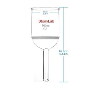 StonyLab Borosilicate Glass Buchner Filtering Funnel with Medium Frit(G2), 56mm Inner-Diameter, 60mm Depth (100ml)