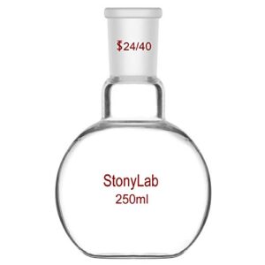 stonylab glass 250ml heavy wall single neck flat bottom boiling flask, with 24/40 standard taper outer joint, 250ml