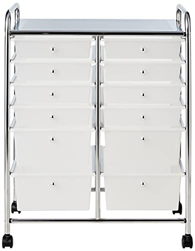 Whitmor Chrome and Plastic 12-Drawer Storage Cart