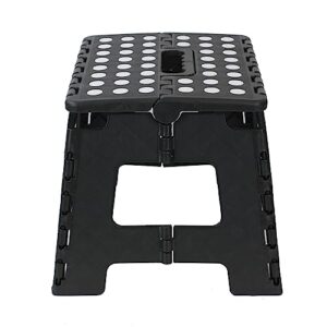 Home Basics Large Foldable Plastic Stool with Non-Slip Dots, Black