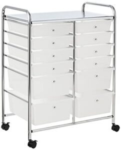 whitmor chrome and plastic 12-drawer storage cart