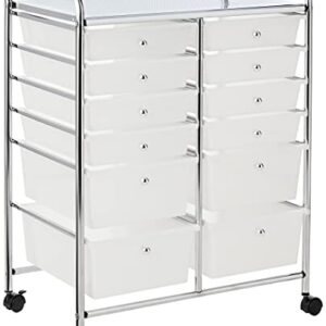 Whitmor Chrome and Plastic 12-Drawer Storage Cart