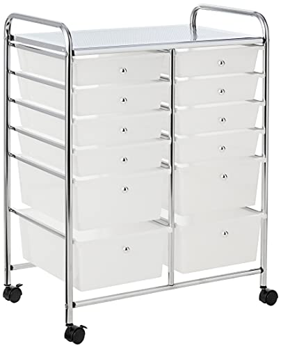 Whitmor Chrome and Plastic 12-Drawer Storage Cart