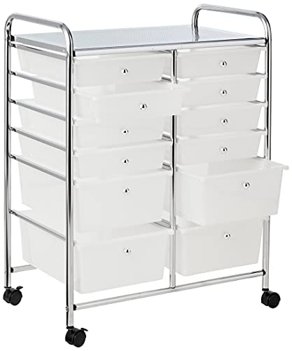 Whitmor Chrome and Plastic 12-Drawer Storage Cart