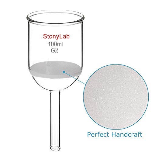 StonyLab Borosilicate Glass Buchner Filtering Funnel with Medium Frit(G2), 56mm Inner-Diameter, 60mm Depth (100ml)