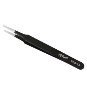 vetus anti-static smd black tweezer non-magnetic stainless steel pointed tip esd-13 (esd-13)