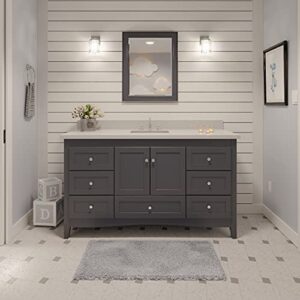 kitchen bath collection abbey 60-inch single bathroom vanity (quartz/marine gray): includes marine gray cabinet with stunning quartz countertop and white ceramic sink