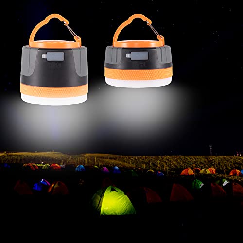 LIT-PaTH LED Camping Lantern, Rechargeable Light with Magnet Base, 2200 mAh, Survival Kit for Emergency, Hurricane, Outage, Medium Orange, 1 Pack