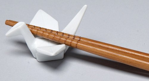 Happy Sales HSCRCRN4, Set of 4 White Porcelain Crane Rests Chopstick Rest Set