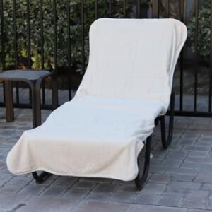 Luxury Hotel Spa Pool Fitted, Solid Terry Cloth Chase Lounge Cover 100% Ring-Spun Turkish Cotton, Soft and Absorbent Hottel Sized Chair Cover 90" X 29" - White