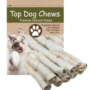 Top Dog Chews – 9” – 11” Beef Cheek Rolls, 10 Pack, Long Lasting Dog Bones for Aggressive Chewers, Rawhide Free Dog Treats