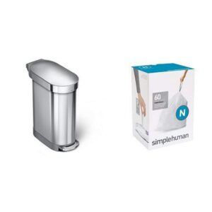 simplehuman 45 litre slim step can brushed stainless steel + code n 60 pack liners