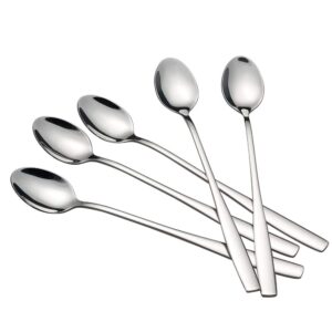 hommp long handle iced tea spoon, stainless steel ice cream spoon, set of 16