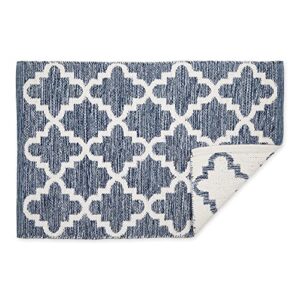 dii woven rugs collection hand-loomed, 2x3', blue lattice